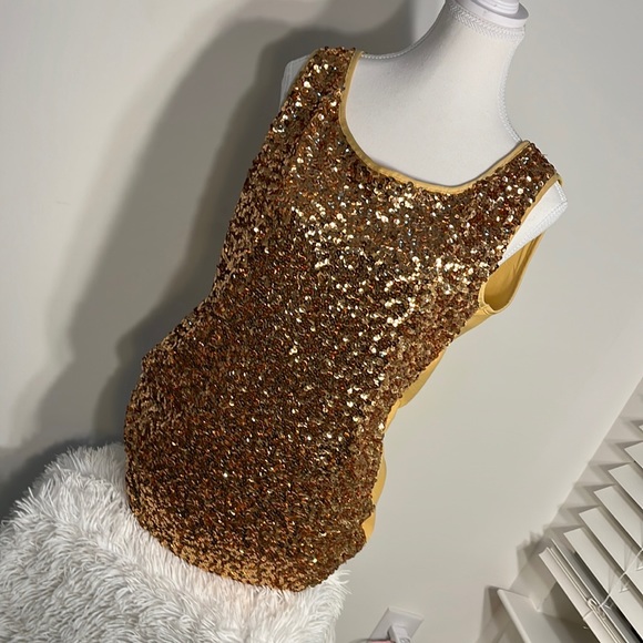 Tops | Gold Sequin Tank Top | Poshmark